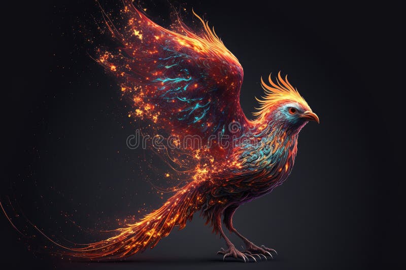 Phoenix Bird with Wings on Fire. Mythological Folklore Spiritual ...