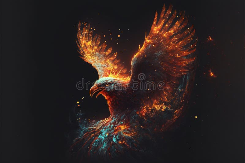Phoenix Bird with Wings on Fire. Mythological Folklore Spiritual ...