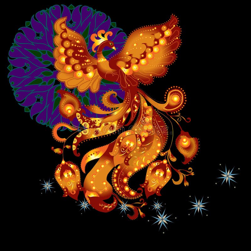 Phoenix Bird with Leaves Vector Stock Stock Vector - Illustration of ...