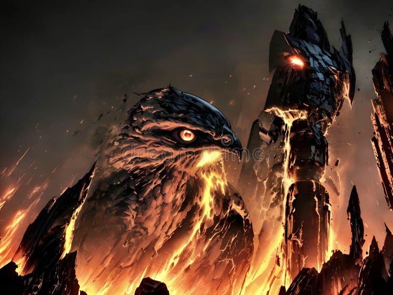 Phoenix Burning Eagle Rising from the Hellfires Stock Illustration ...