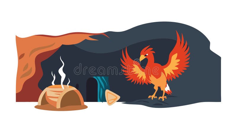 Phoenix in Cave, Hidden Strength and Mystery, Vector Design Generative ...