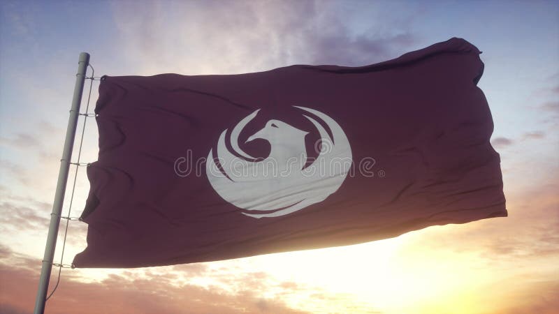 Phoenix City Flag, Arizona, Waving in the Wind, Sky and Sun Background ...