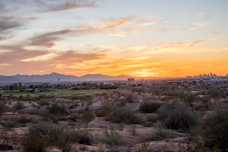Phoenix City Scape at Sunset Stock Image - Image of pollution ...