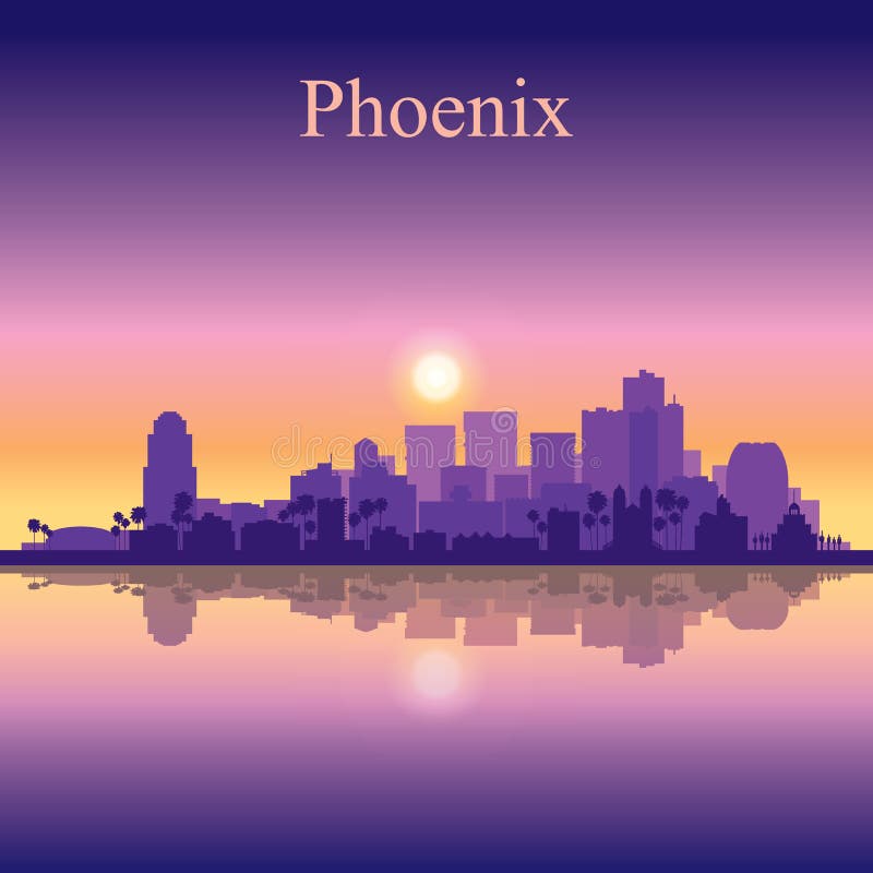 Phoenix City Skyline Silhouette Background Stock Vector - Illustration ...