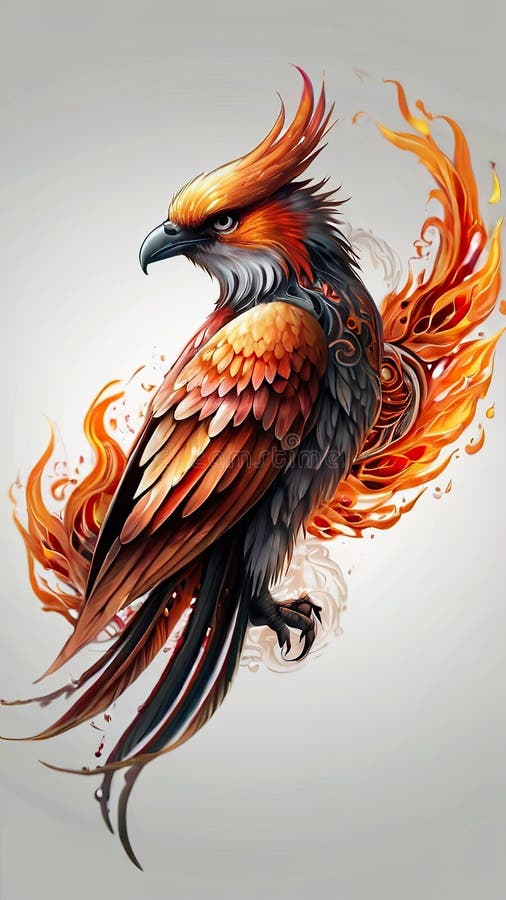Phoenix Color Tattoo Design Stock Illustration - Illustration of style ...