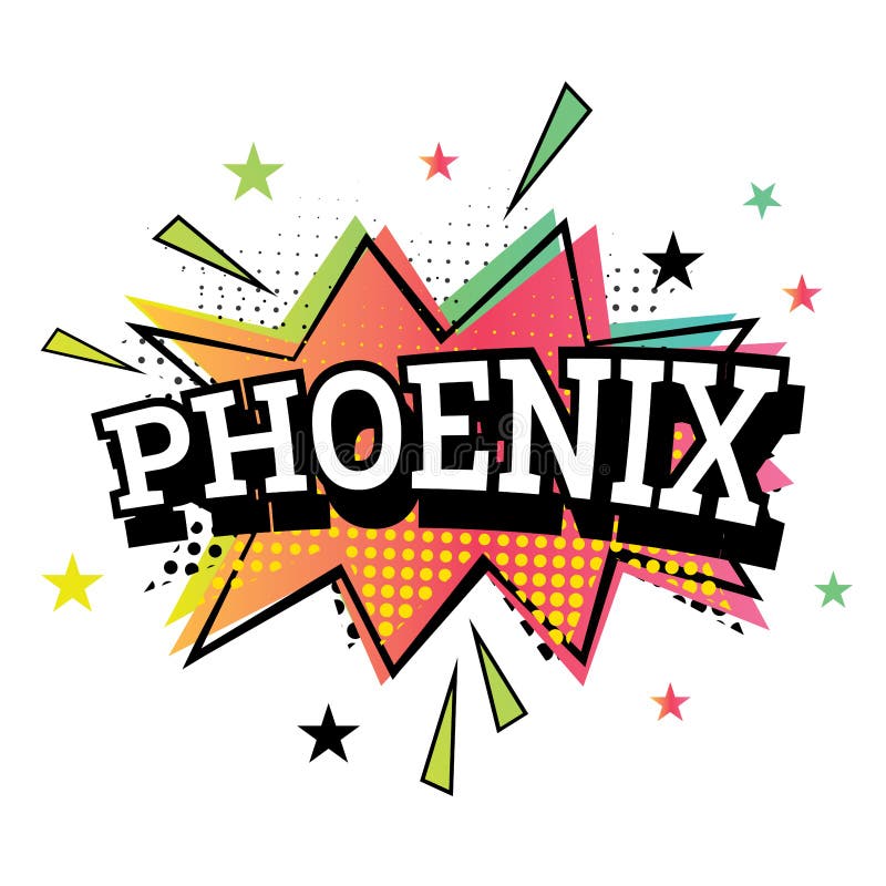 Phoenix Comic Text in Pop Art Style. Stock Vector - Illustration of ...