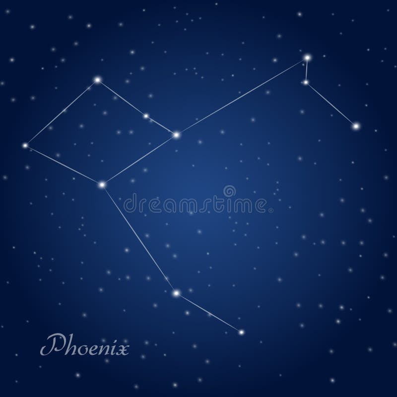 Phoenix Constellation, Vector Illustration with the Names of Basic ...