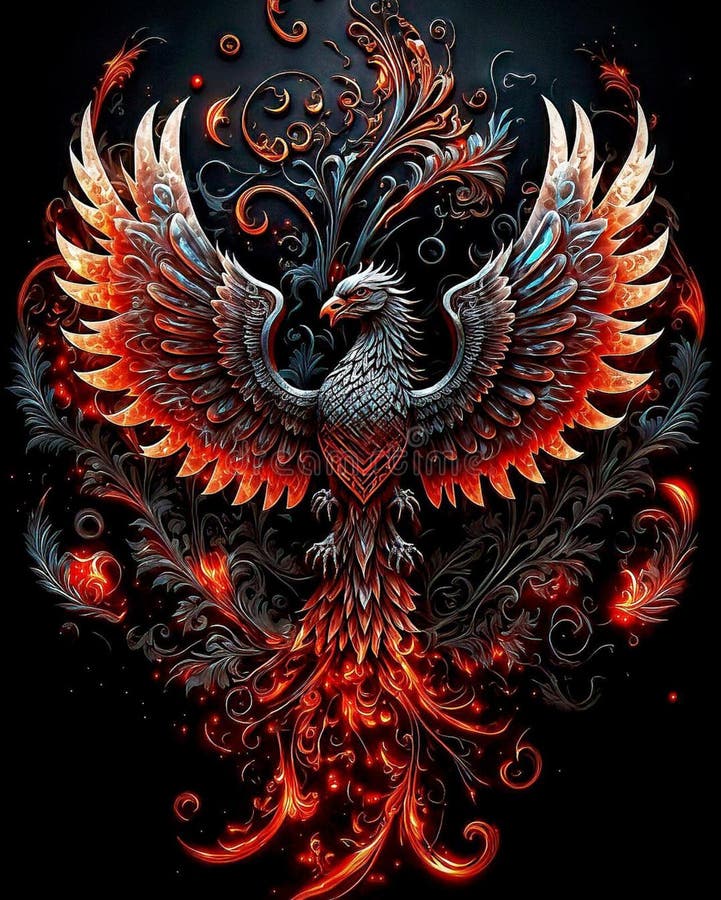 Phoenix with Costume and Flame Stock Illustration - Illustration of ...