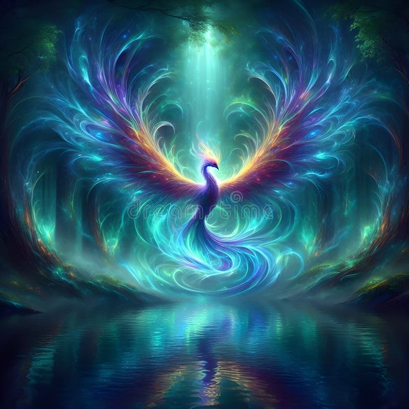 A Phoenix Digital Artwork Emerges from the Depths of a Mysterious ...