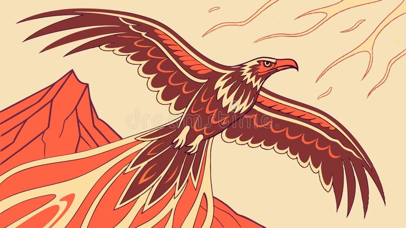 Phoenix Eagle Vector Art with Fire Flames, Mythical Bird Design, Vector ...