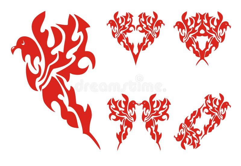Phoenix and Elements from it Stock Vector - Illustration of feather ...