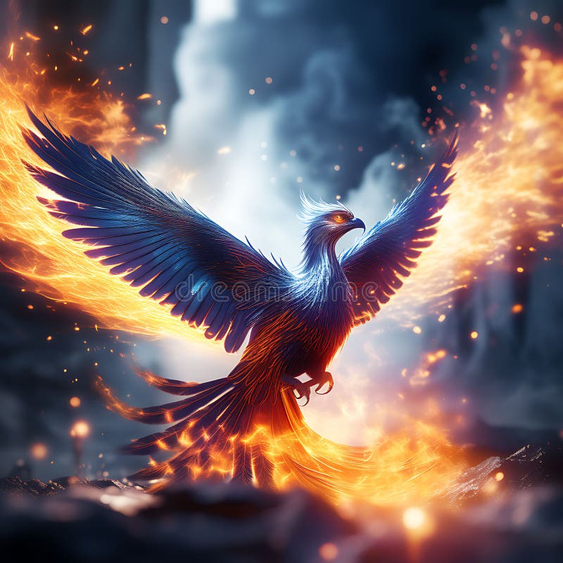 Phoenix Emerging from Fire with Galaxy - Elegant Luxury in Clean ...