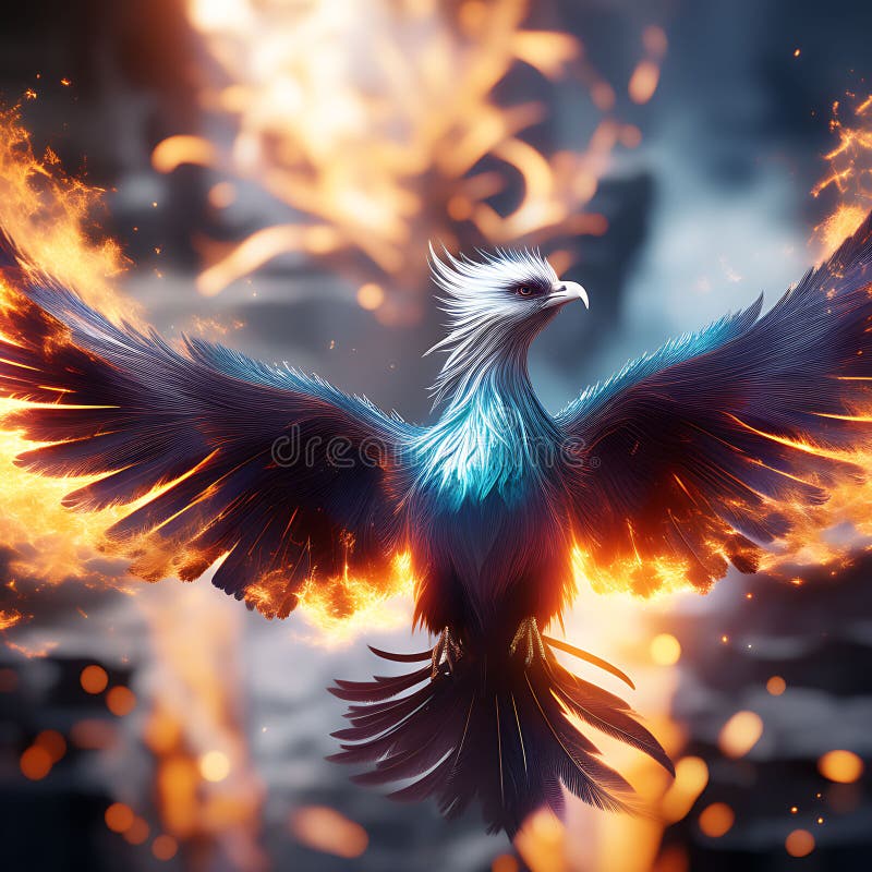 Phoenix Emerging from Fire with Galaxy - Elegant Luxury in Clean ...