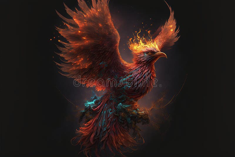 Phoenix Fantastic in Flight Created by Generative AI Stock Illustration ...