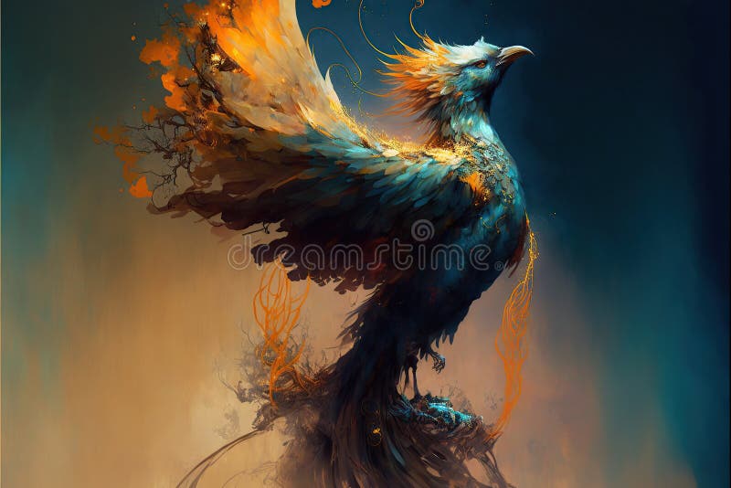 Phoenix in Flight Flapping Wings Blazing with Fire Created by ...