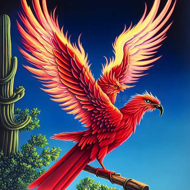 Phoenix Fire Bird, Generative AI Illustration Stock Illustration ...