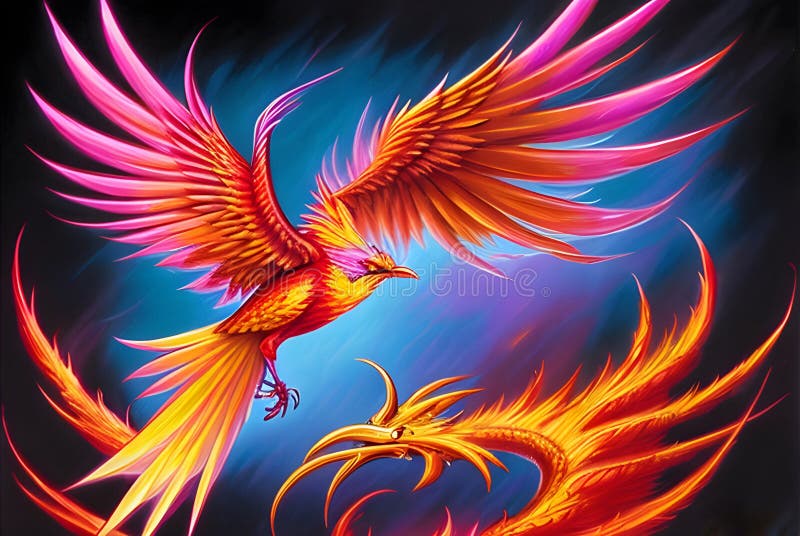 Phoenix Fire Bird, Generative AI Illustration Stock Illustration ...