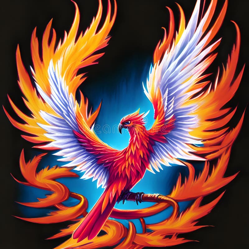 Phoenix Fire Bird, Generative AI Illustration Stock Illustration ...