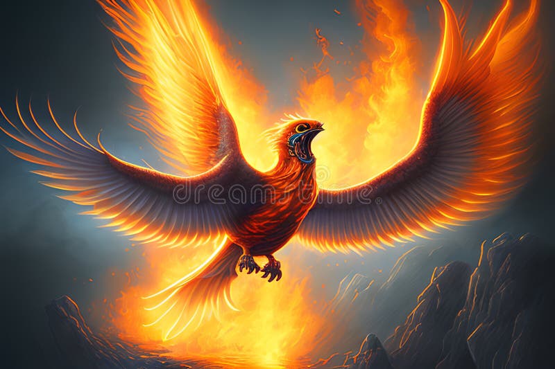 Phoenix Fire Bird, Generative AI Illustration Stock Illustration ...