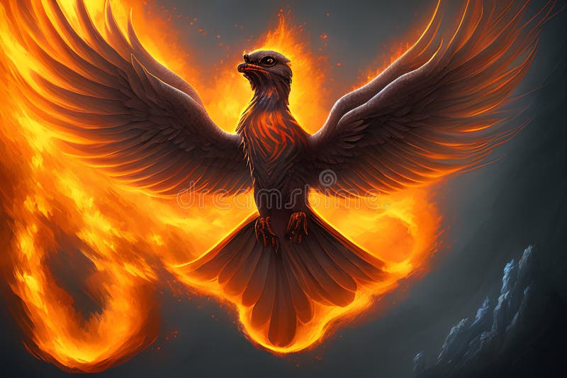 Phoenix Fire Bird, Generative AI Illustration Stock Illustration ...