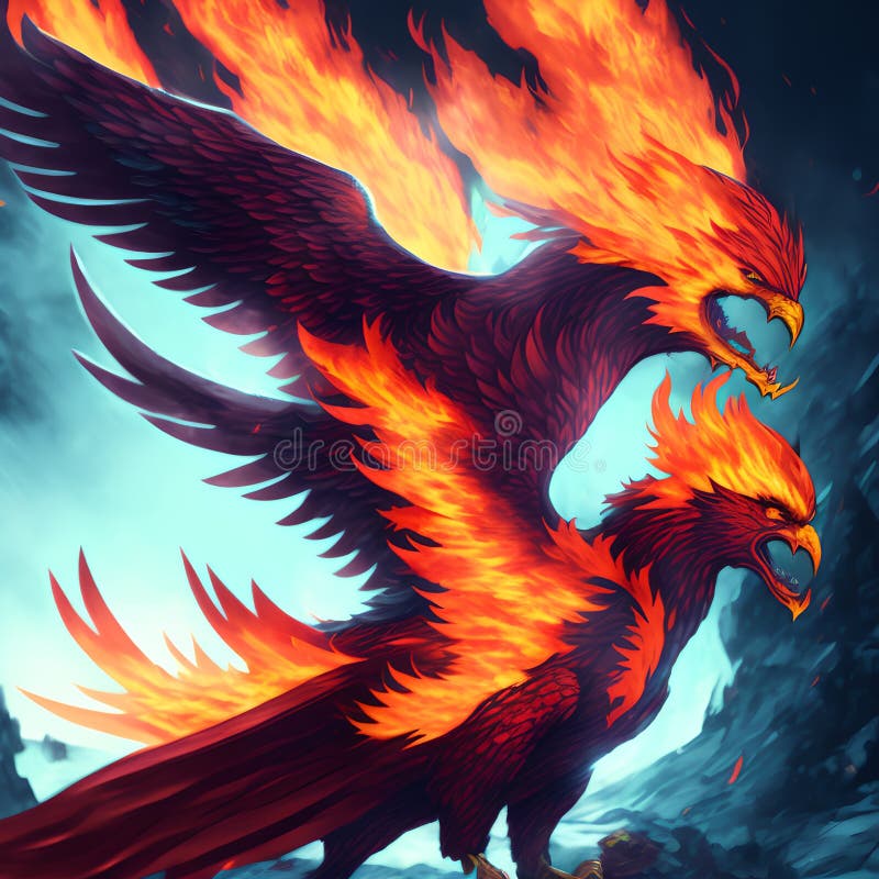 Phoenix Fire Bird, Generative AI Illustration Stock Illustration ...
