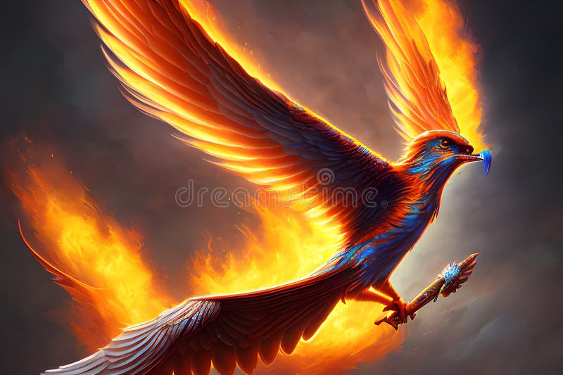 Phoenix Fire Bird, Generative AI Illustration Stock Illustration ...