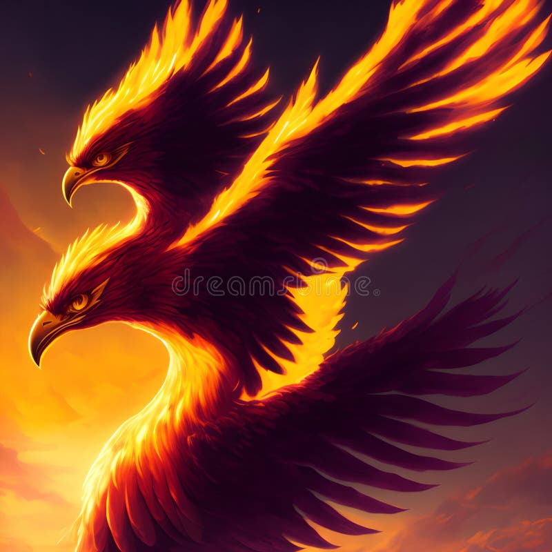 Phoenix Fire Bird, Generative AI Illustration Stock Illustration ...