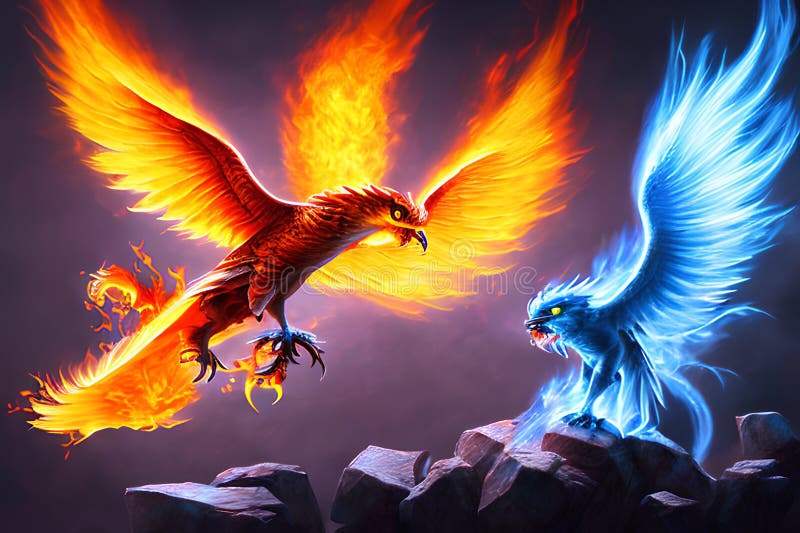 Phoenix Fire Bird, Generative AI Illustration Stock Illustration ...