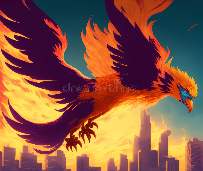 Phoenix Fire Bird, Generative AI Illustration Stock Illustration ...