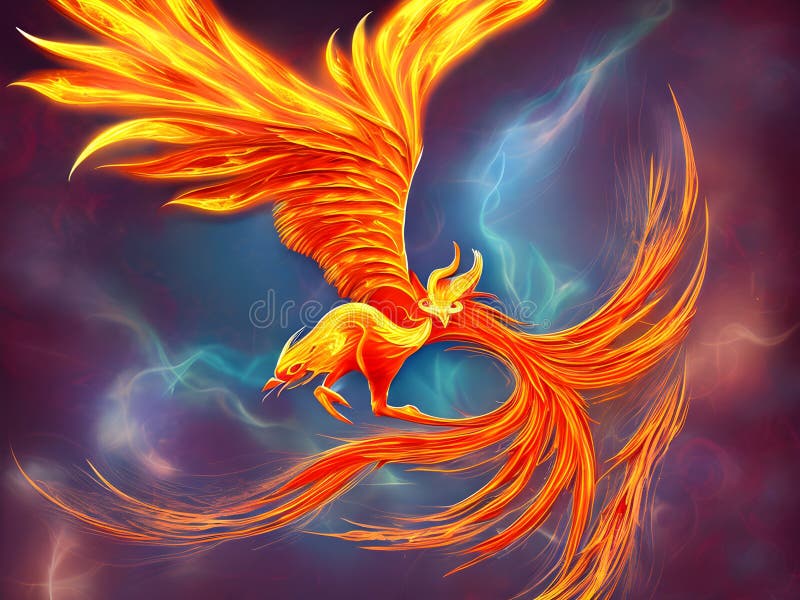 Phoenix Fire Bird, Generative AI Illustration Stock Illustration ...