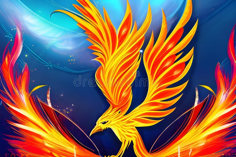 Phoenix Fire Bird, Generative AI Illustration Stock Illustration ...