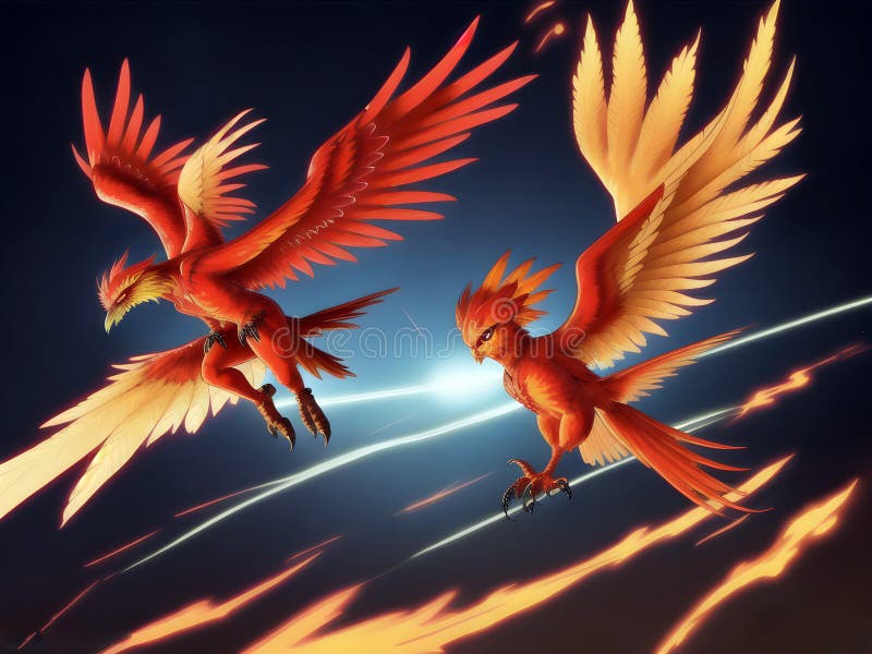 Phoenix Fire Bird, Generative AI Illustration Stock Illustration ...