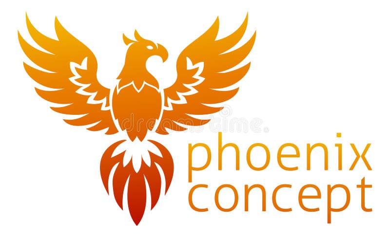 Phoenix Fire Bird Rising Wings Spread Eagle Stock Vector - Illustration ...