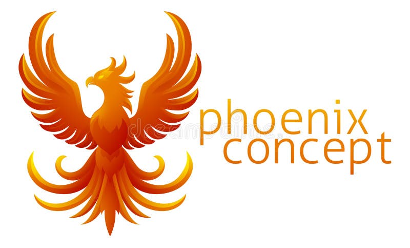 Phoenix Fire Bird Rising Wings Spread Eagle Stock Vector - Illustration ...