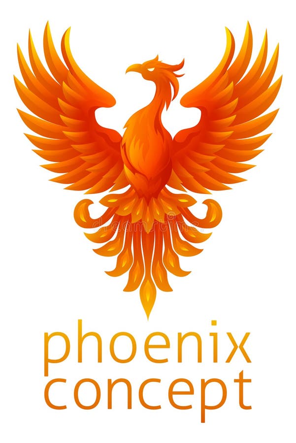 Phoenix Fire Bird Rising Wings Spread Eagle Stock Vector - Illustration ...