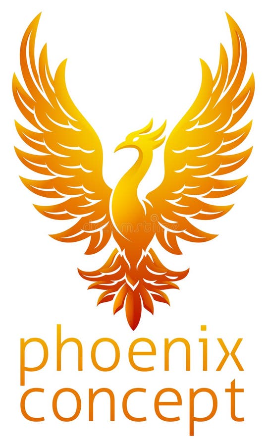 Phoenix Fire Bird Rising Wings Spread Eagle Stock Vector - Illustration ...