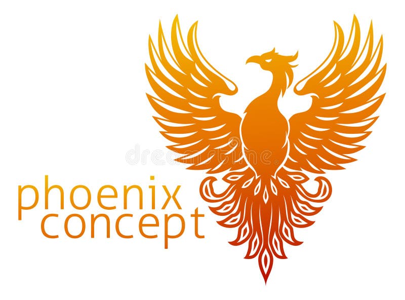 Phoenix Fire Bird Rising Wings Spread Eagle Stock Vector - Illustration ...