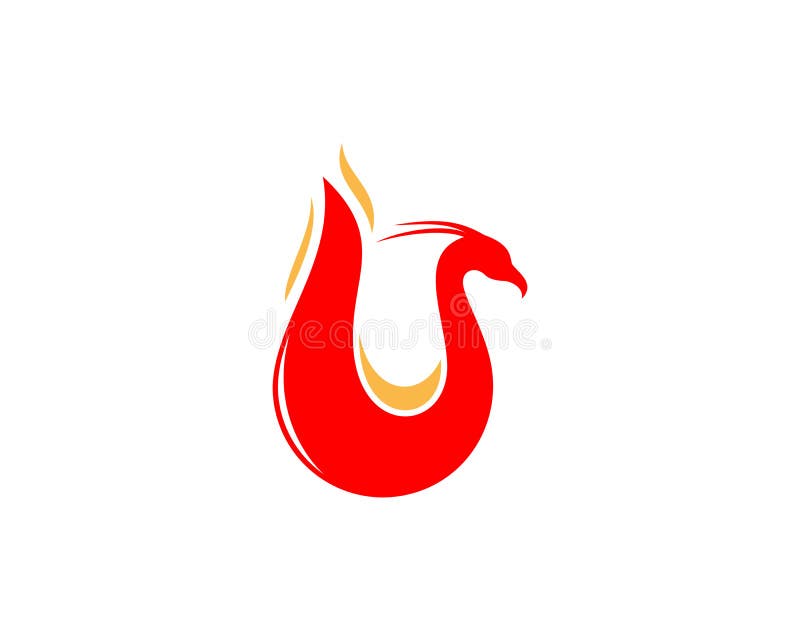 Phoenix with Fire Flame Shape Logo Stock Illustration - Illustration of ...