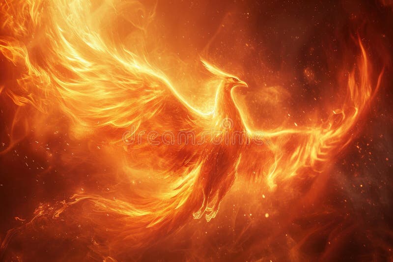 Phoenix and Fire Frame. Mythical Creatures Stock Illustration ...