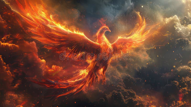 Phoenix in Fire Rising from the Ashes Created with Generative AI ...