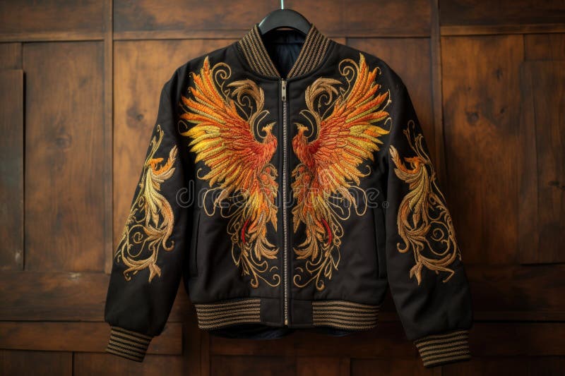 A Phoenix Firebird Embroidered on a Vintage Jacket Stock Image - Image ...
