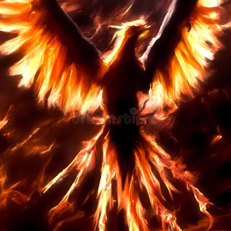 Resurrected Phoenix Showing Its Splendor Illustration Stock ...