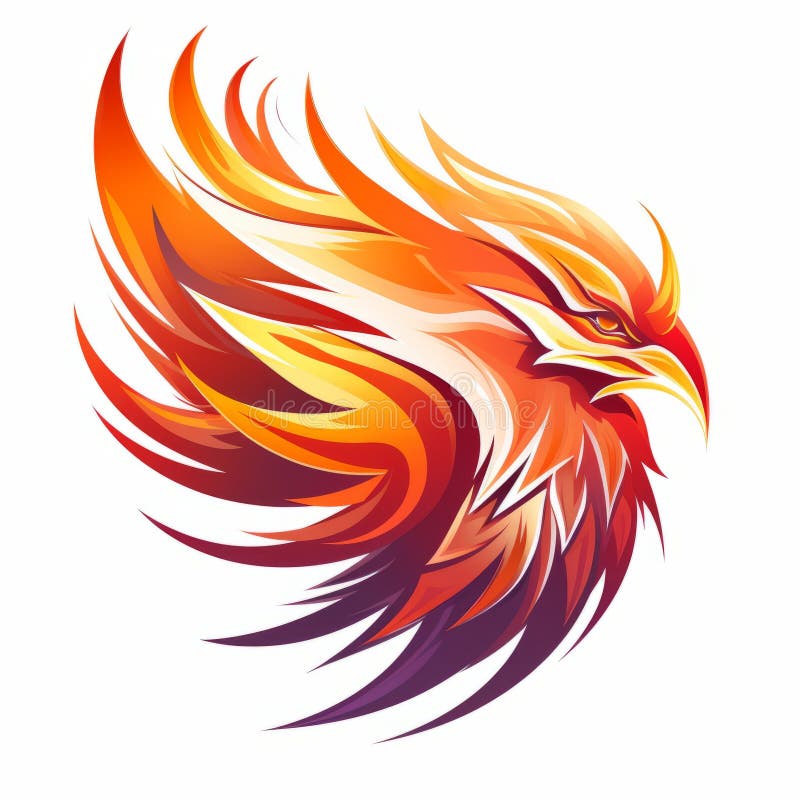 Vibrant Flaming Birds Head Logo on White Background Stock Illustration ...