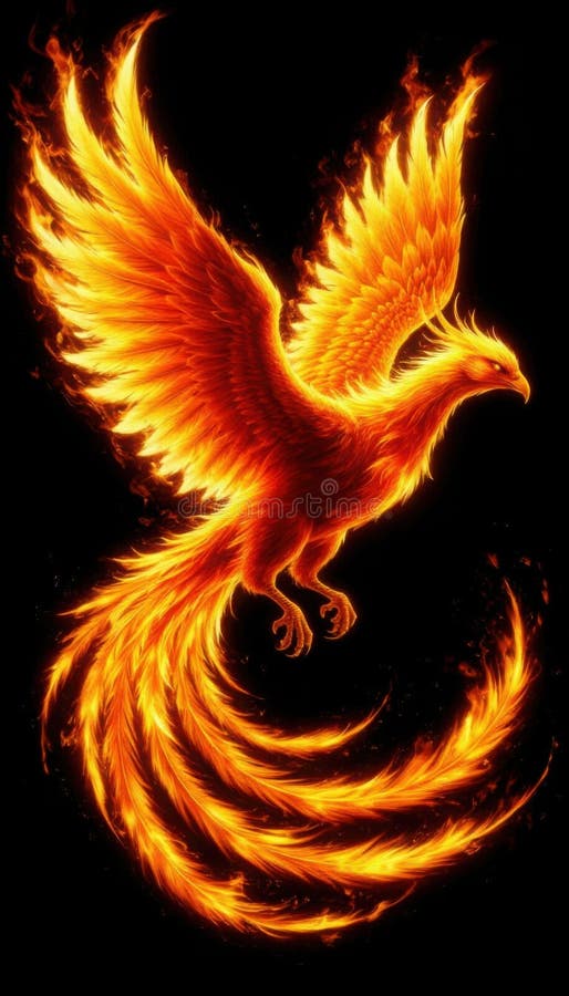 Phoenix in Flight stock illustration. Illustration of style - 370862817