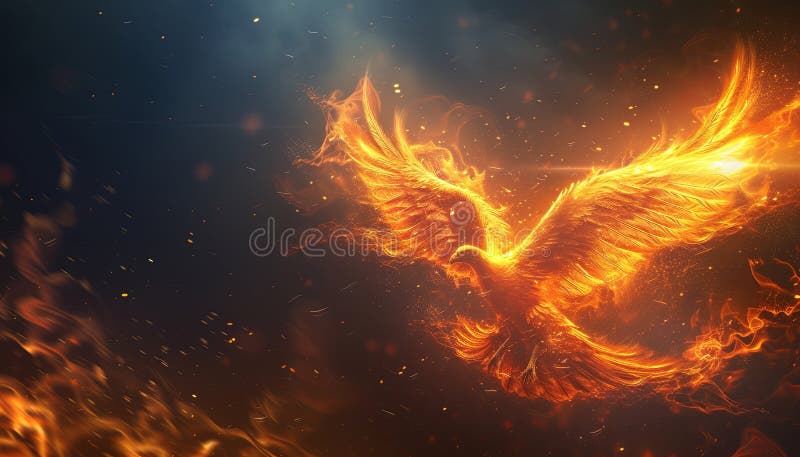 Phoenix is Flying Burning with Fire. Birds. Mythical Creatures Stock ...