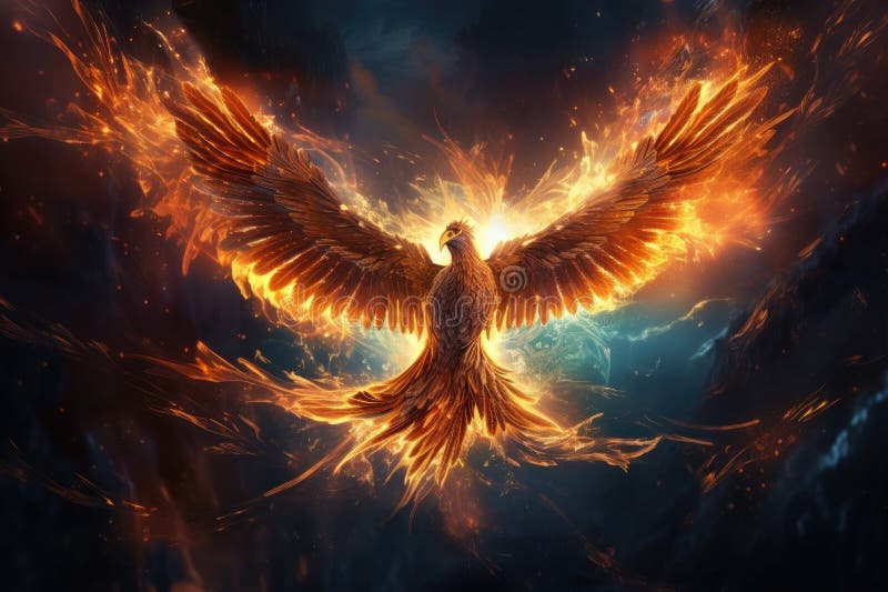 Phoenix is Flying Burning with Fire. Birds. Mythical Creatures Stock ...