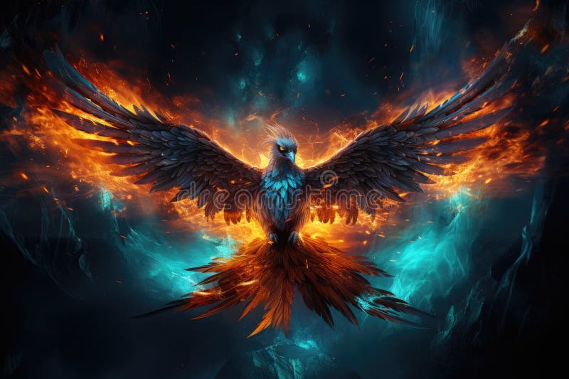 Phoenix is Flying Burning with Fire. Birds. Mythical Creatures Stock ...