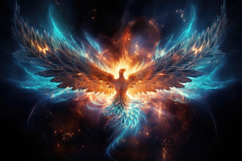 Phoenix is Flying Burning with Fire. Birds. Mythical Creatures Stock ...