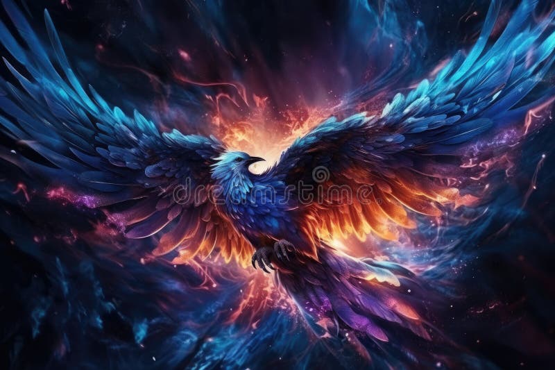 Phoenix is Flying Burning with Fire. Birds. Mythical Creatures Stock ...