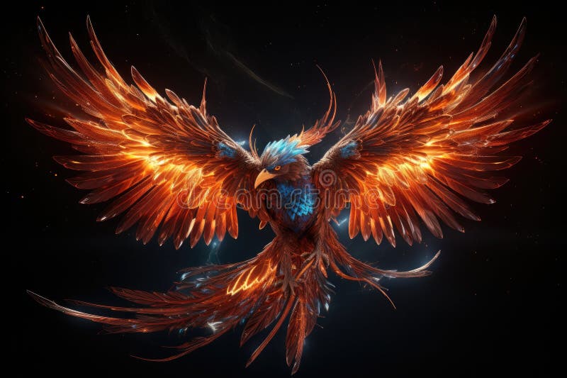 Phoenix is Flying Burning with Fire. Birds. Mythical Creatures Stock ...
